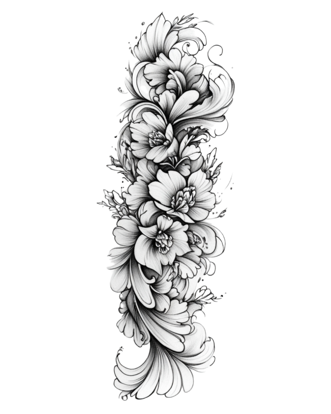 1 Sheet Flowing Floral Cascade Semi Permanent Tattoo | Tattoo Artist ...