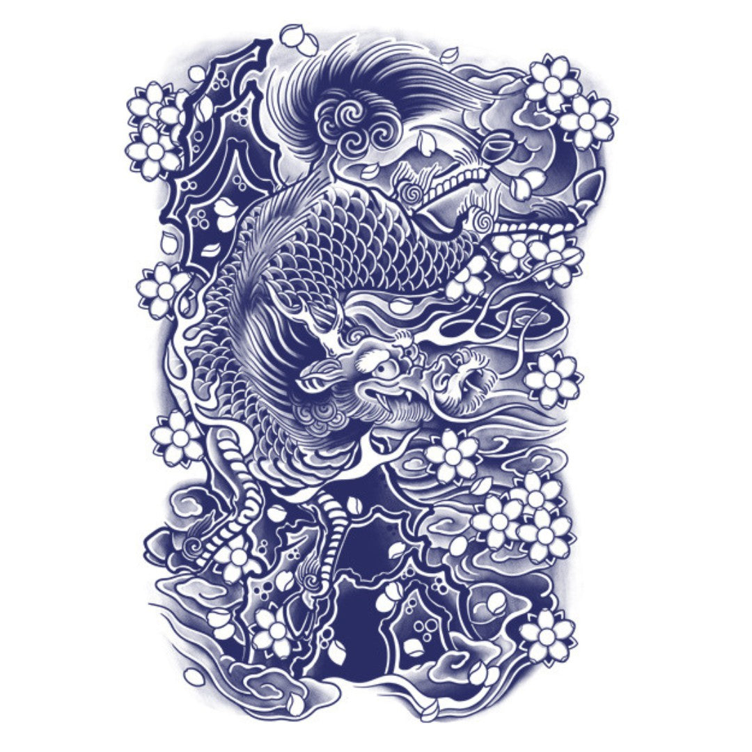 1 Sheet Flowers Dragon Full Back Semi Permanent TattoosSpecifications ...