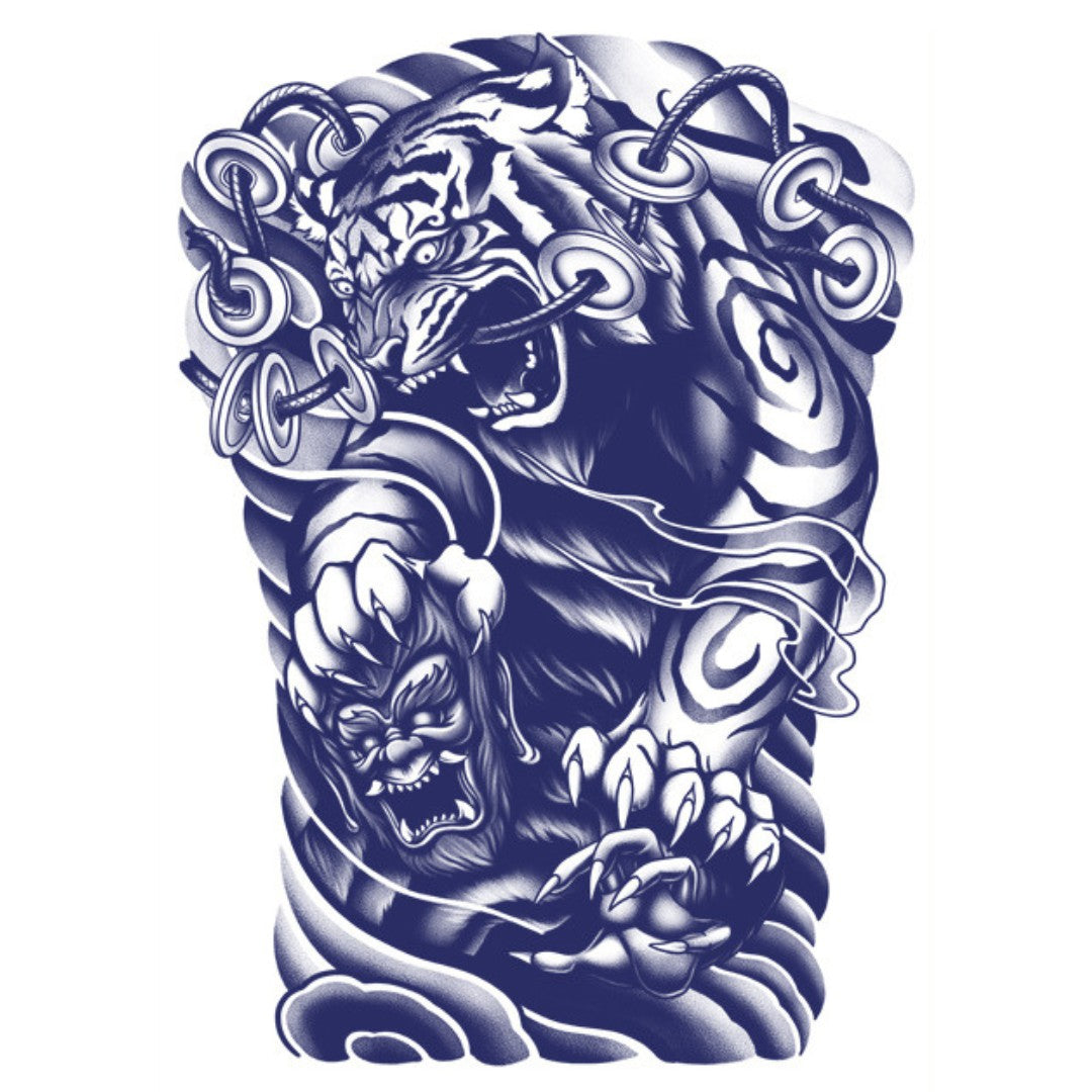 1 Sheet Tiger Full Back Semi Permanent TattoosSpecifications: Size ...